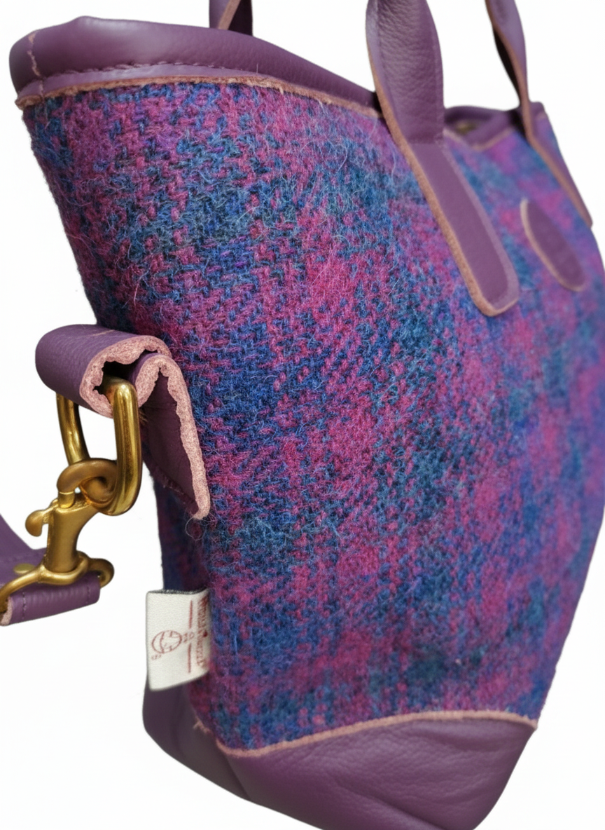 Purple & Blue Checked Harris Tweed Handbag – Harris tweed Carloway Mill
